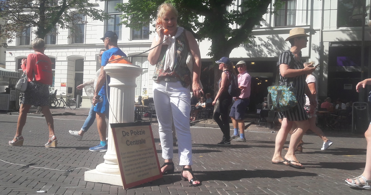 Poëzie rinkelt uit ouderwetse telefoon op de Brink | Regio | De Stentor.nl