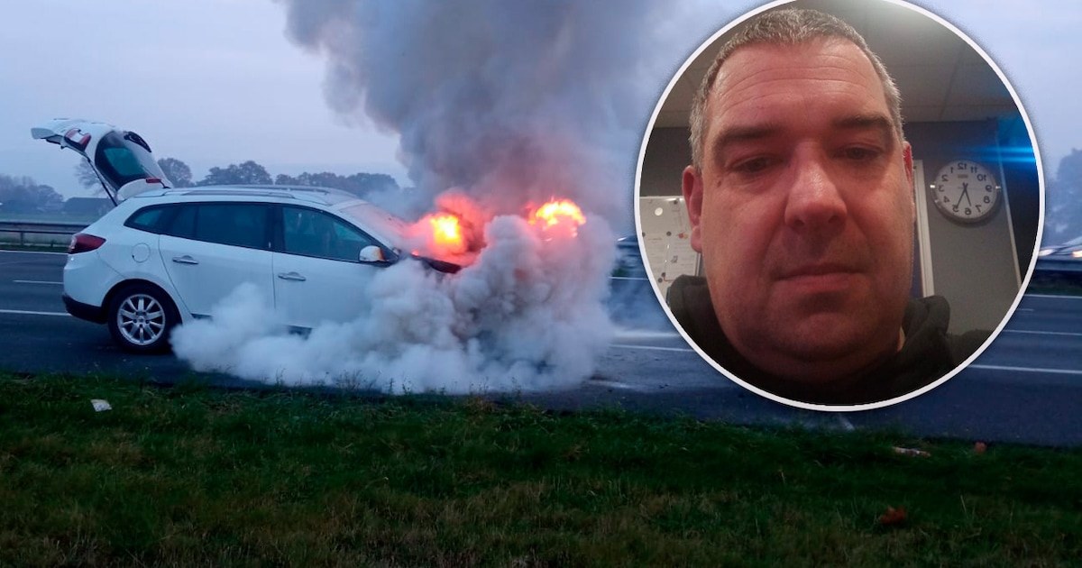 Krzysztof bezit auto net een uur als die op de A1 bij Bathmen in brand ...
