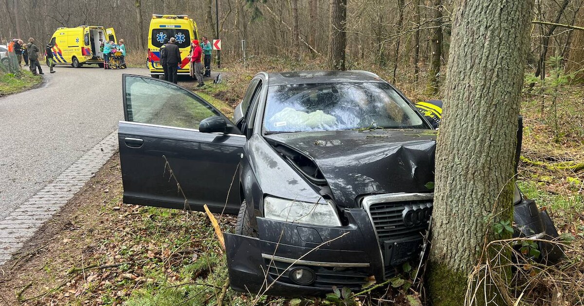 Auto knalt tegen boom in ‘gevaarlijke bocht’ bij Beekbergen: drie mensen naar ziekenhuis | 112 ...