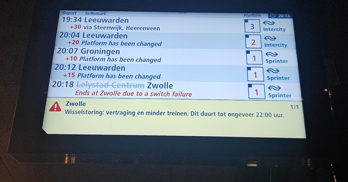 Wisselstoring rond Zwolle zorgt voor problemen: minder treinen van en ...