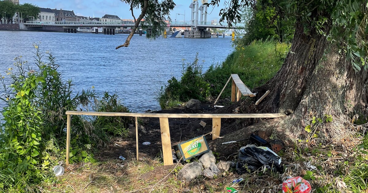 Vuilniszakken vol en lange schroeven in boom, politie wil landtong bij ...