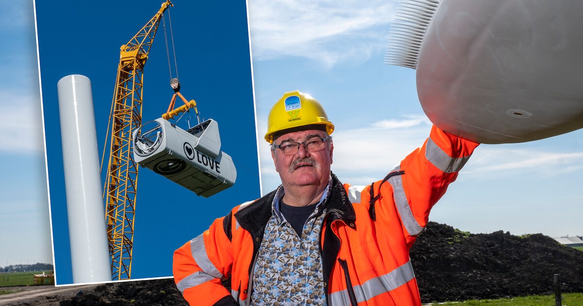 Bouwer Jan zet boodschap in top van zijn windmolens bij Hattemerbroek ...
