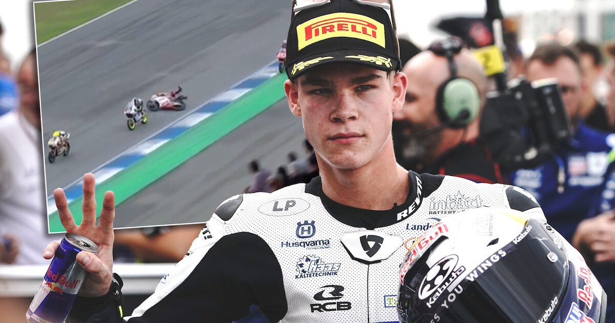 Collin Veijer botst vlak voor finish, maar rijdt alsnog naar derde ...