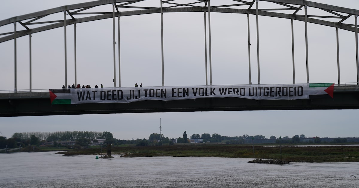 Pro-Palestina demonstratie in Deventer: spandoek opgehangen aan ...