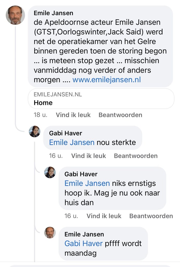 Acteur Emile Jansen (61) rijdt operatiekamer Apeldoorn binnen en: ‘Boem, licht uit’ | Apeldoorn ...